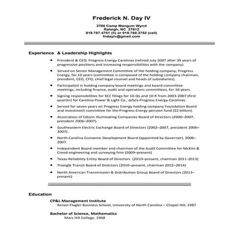 Fred Day Resume | PDF