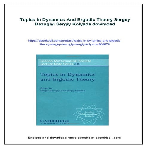 Topics In Dynamics And Ergodic Theory Sergey Bezuglyi Sergiy Kolyada | PDF