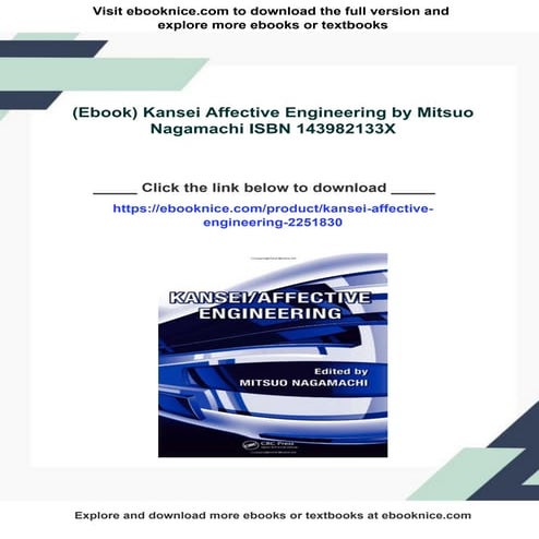 (Ebook) Kansei Affective Engineering by Mitsuo Nagamachi ISBN 143982133X | PDF