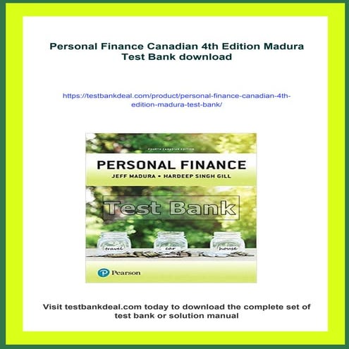 Personal Finance Canadian 4th Edition Madura Test Bank | PDF