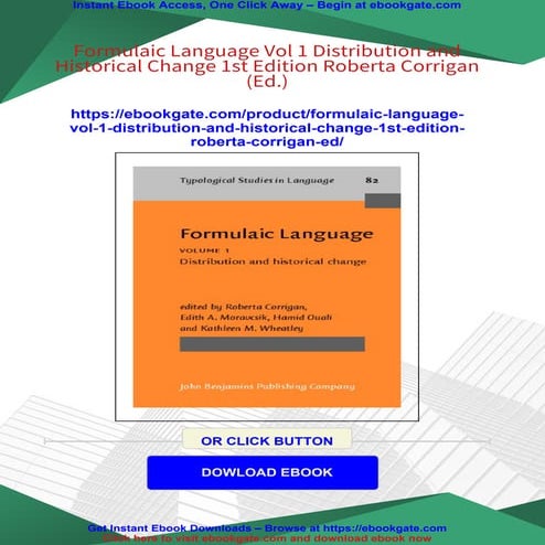 Formulaic Language Vol 1 Distribution and Historical Change 1st Edition ...