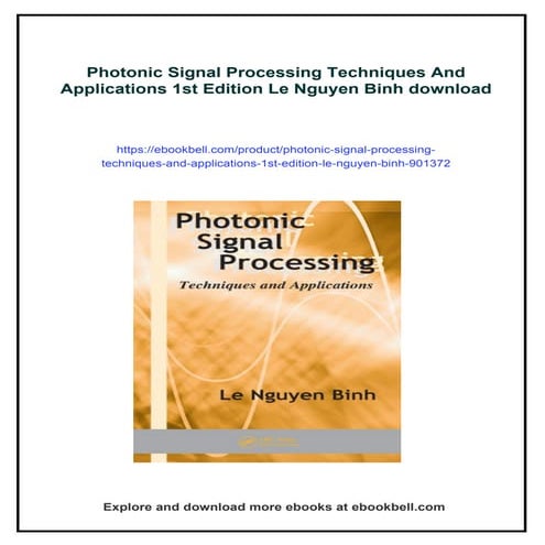 Photonic Signal Processing Techniques And Applications 1st Edition Le ...
