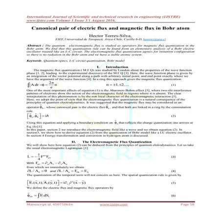 Canonical pair of electric flux and magnetic flux in Bohr atom | PDF