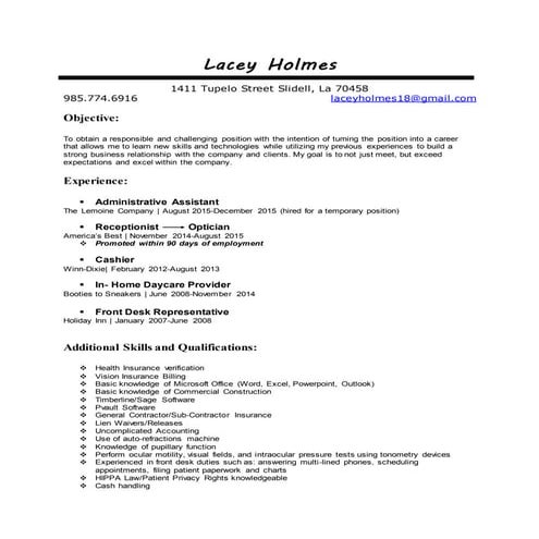 Lacey Holmes' Resume | DOCX