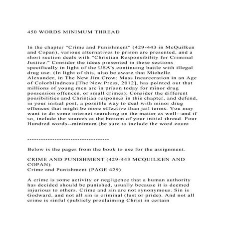 450 WORDS MINIMUM THREADIn the chapter Crime and Punishment.docx