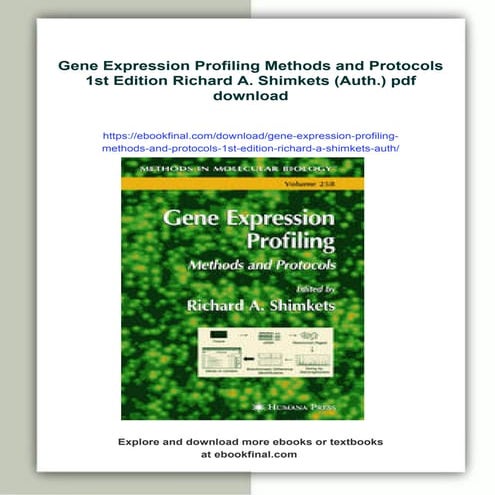Gene Expression Profiling Methods and Protocols 1st Edition Richard A. Shimkets (Auth.) | PDF