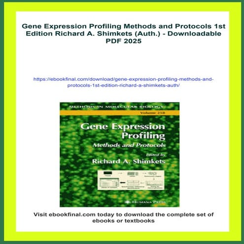 Gene Expression Profiling Methods and Protocols 1st Edition Richard A ...