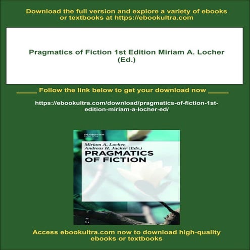 Pragmatics of Fiction 1st Edition Miriam A. Locher (Ed.) | PDF