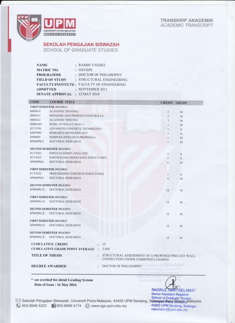 Transkrip Akademik Diploma | PDF