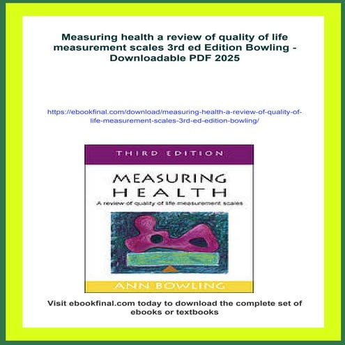Measuring health a review of quality of life measurement scales 3rd ed ...