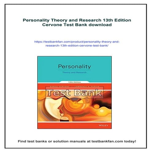 Personality Theory and Research 13th Edition Cervone Test Bank | PDF