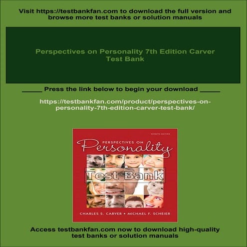 Perspectives on Personality 7th Edition Carver Test Bank | PDF