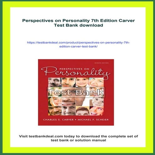 Perspectives on Personality 7th Edition Carver Test Bank | PDF