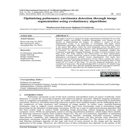 Optimizing pulmonary carcinoma detection through image segmentation using evolutionary ...