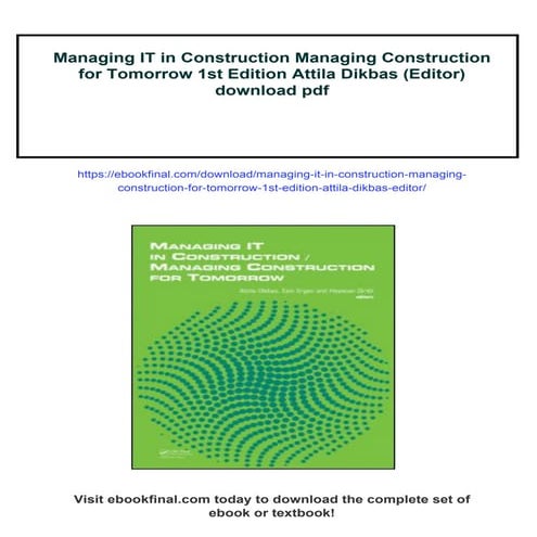 Managing IT in Construction Managing Construction for Tomorrow 1st ...