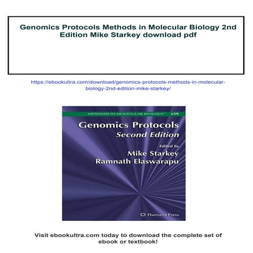 Genomics Protocols Methods in Molecular Biology 2nd Edition Mike ...