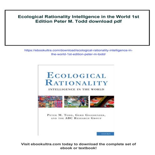 Ecological Rationality Intelligence in the World 1st Edition Peter M ...
