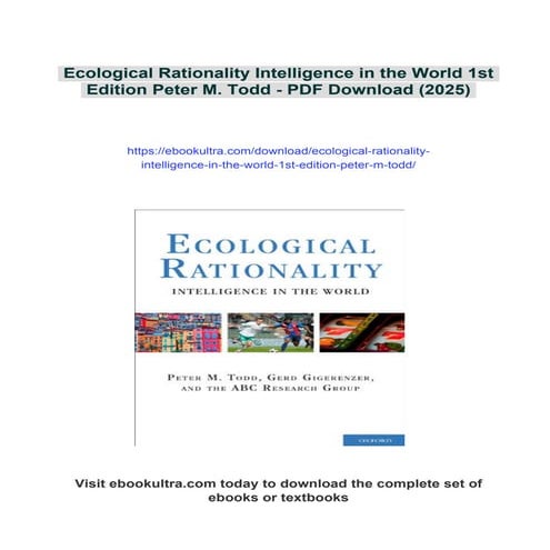 Ecological Rationality Intelligence in the World 1st Edition Peter M ...