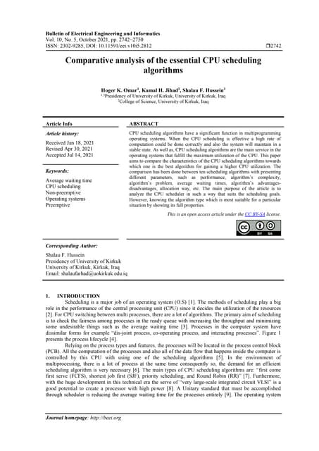 Comparative Analysis Of The Essential Cpu Scheduling Algorithms Pdf
