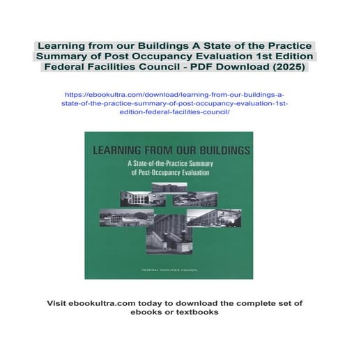 Learning from our Buildings A State of the Practice Summary of Post ...