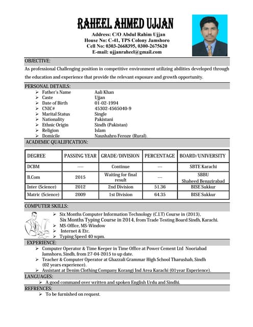 New cv muhammad nadeem | DOC