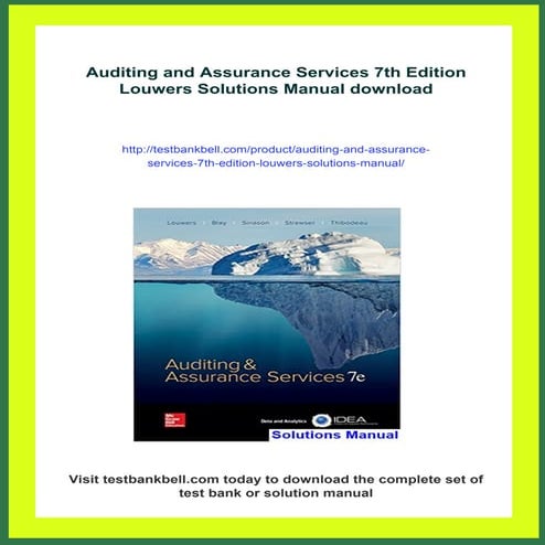 Auditing and Assurance Services 7th Edition Louwers Solutions Manual | PDF