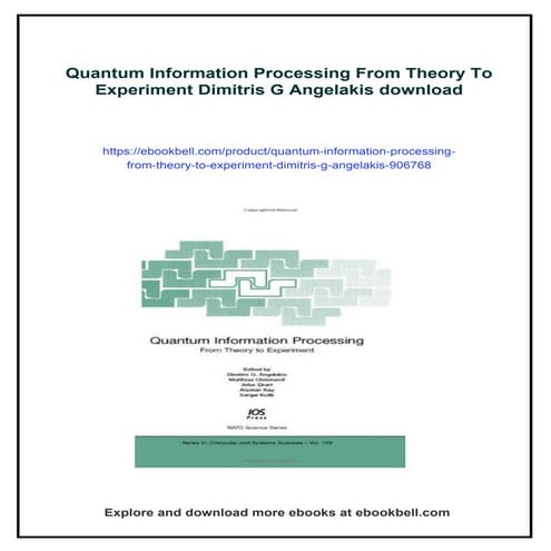 Quantum Information Processing From Theory To Experiment Dimitris G ...