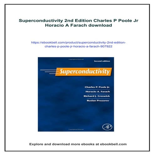 Superconductivity 2nd Edition Charles P Poole Jr Horacio A Farach | PDF