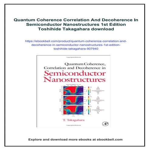 Quantum Coherence Correlation And Decoherence In Semiconductor Nanostructures 1st Edition ...