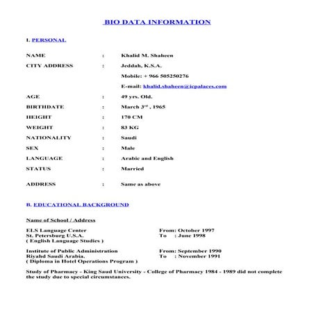 Khalid Shaheen CV | PDF