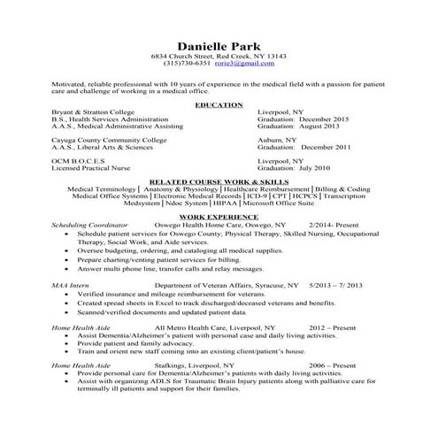 Danielle Park- H.S.A. resume | DOC