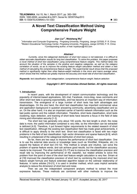A Novel Text Classification Method Using Comprehensive Feature Weight