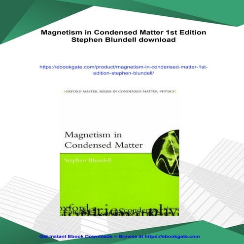 Magnetism in Condensed Matter 1st Edition Stephen Blundell | PDF