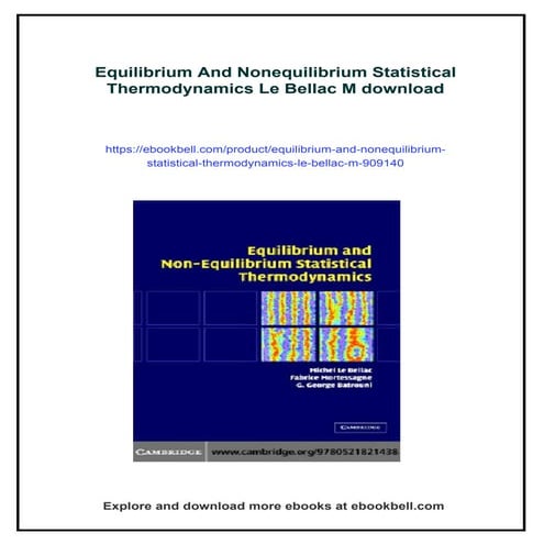 Equilibrium And Nonequilibrium Statistical Thermodynamics Le Bellac M | PDF