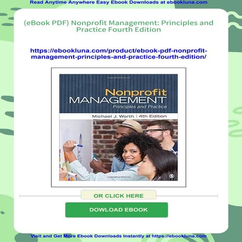 (eBook PDF) Nonprofit Management: Principles and Practice Fourth Edition | PDF