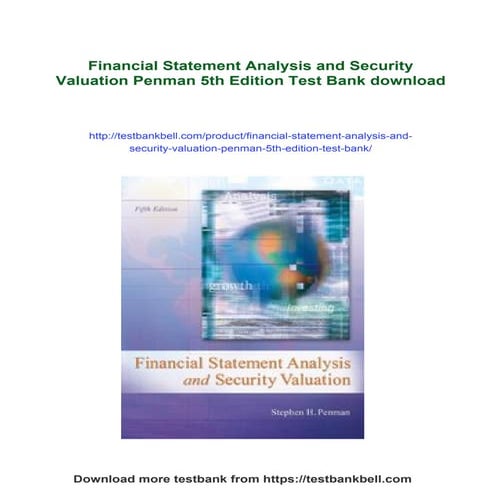 Financial Statement Analysis and Security Valuation Penman 5th Edition ...