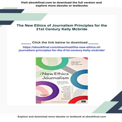 The New Ethics of Journalism Principles for the 21st Century Kelly ...