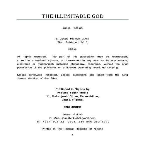 THE ILLIMITABLE GOD | DOCX