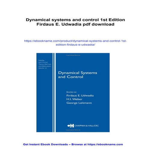 Dynamical systems and control 1st Edition Firdaus E. Udwadia | PDF