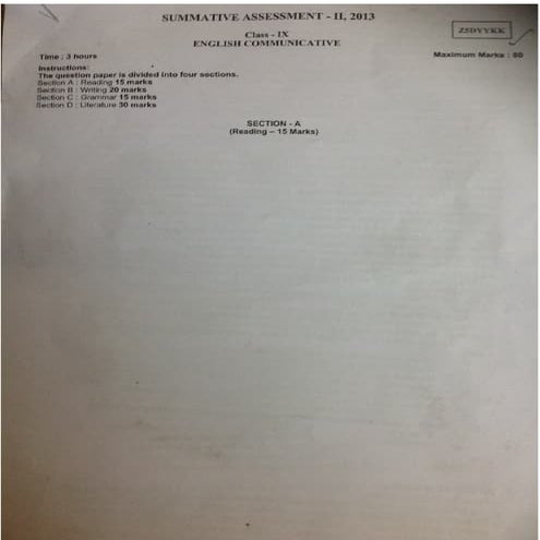 ENGLISH COMMUNICATIVE CLASS 9 SA2 2012-13 | PDF