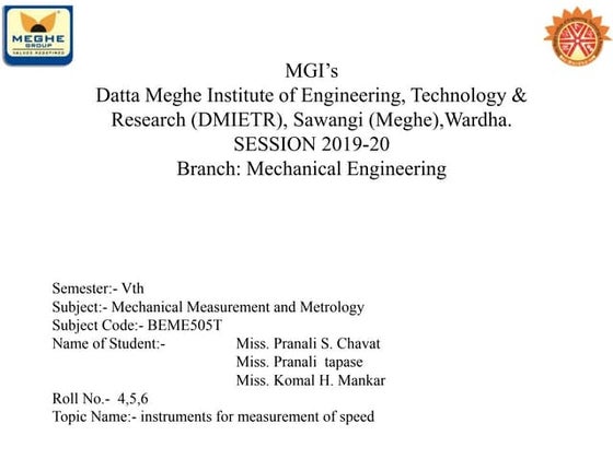 Tachometer | PPTX | Physics | Science