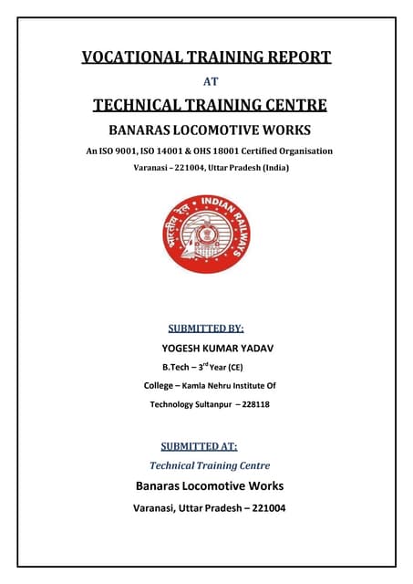 Inplant Training - Integral Coach Factory | PPTX