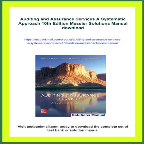 Auditing and Assurance Services A Systematic Approach 10th Edition ...