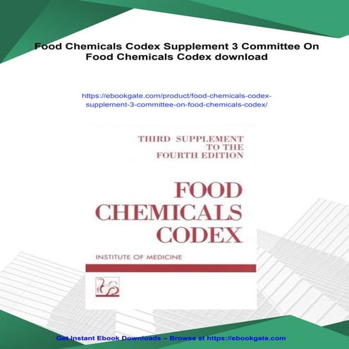 Food Chemicals Codex Supplement 3 Committee On Food Chemicals Codex | PDF