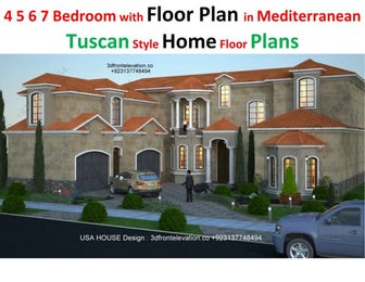 Florida style Floor Plan with Exterior Design – Mediterranean Style ...