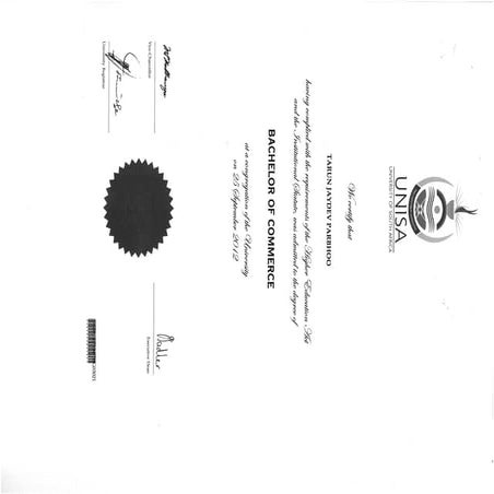 UNISA Degree certificate 2012 | PPT
