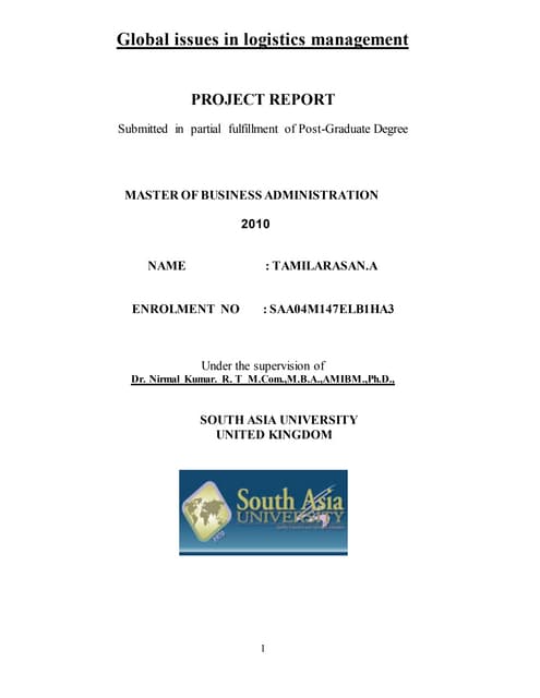 Introduction to Logistics Management | PPTX
