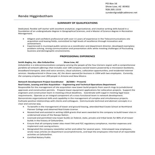 Renée Higginbotham Résumé 2015 | PDF