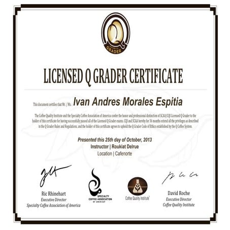 Q Grader certificate | PDF