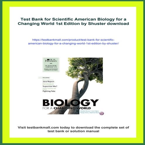 Test Bank for Scientific American Biology for a Changing World 1st ...